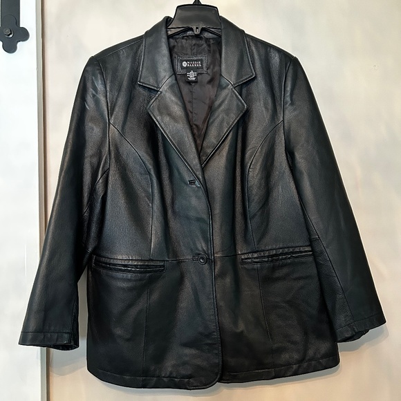 Maggie Barnes | Jackets & Coats | Maggie Barnes Black Leather Jacket ...